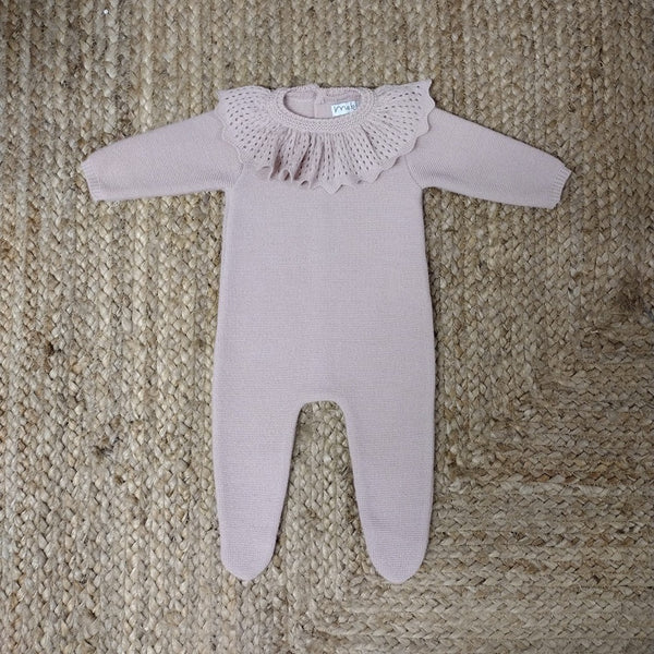 Powder pink knitted babygrow - piopiokids